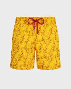 Vilebrequin Embroidered Swim Trunks X-Ray Seaweed Limited Edition Yellow