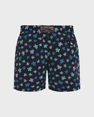 Vilebrequin Embroidered Micro Ronde Des Tortues Limited Edition Swim Trunks - Blue