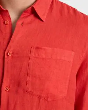 Vilebrequin Linen Shirt Solid Shirt Caroubis - Red