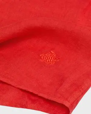 Vilebrequin Linen Shirt Solid Shirt Caroubis - Red