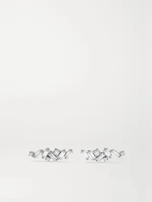 SUZANNE KALAN 18-karat White Diamond Stud Earrings - Gold