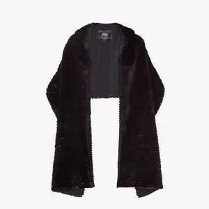 Fendi Mink And Silk Crêpe De Chine Scarf - Black