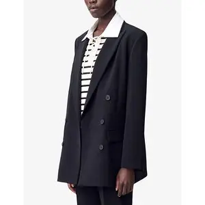 Claudie Pierlot Peak-lapel Double-breasted Stretch-woven Blazer