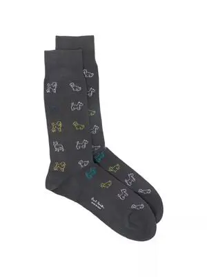 Paul Smith Dog-Motif Socks Grey