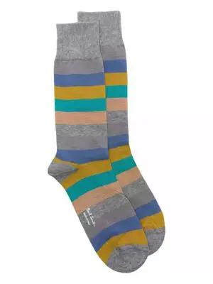 Paul Smith Logo-print Striped Socks - Grey