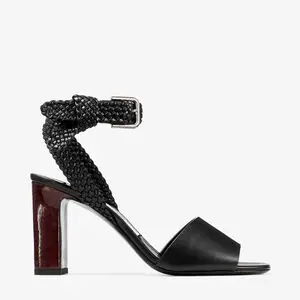 JIMMY CHOO Rori 85 Black Leather And Cork Sandals - Black/t Moro