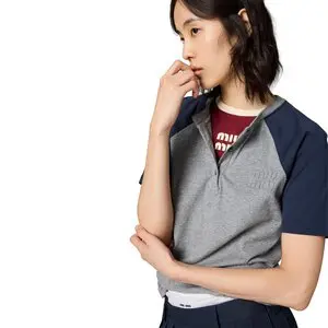 Miu Miu Cotton Jersey Henley Shirt