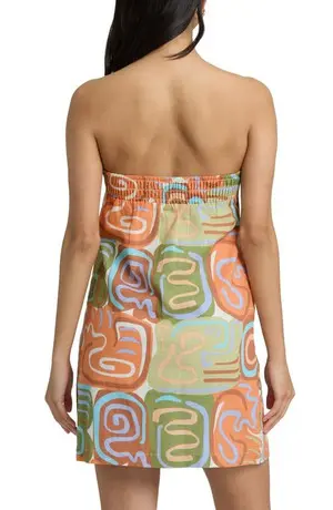 BILLABONG Strapless Cotton Minidress - Orange Multi