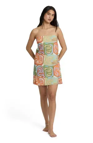 BILLABONG Strapless Cotton Minidress - Orange Multi