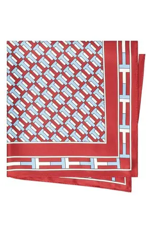 Tory Burch Logo Print Silk Neckerchief - Red/blue