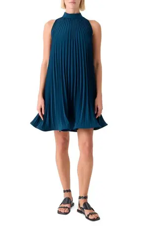 Akris Pleated Crepe Trapeze Dress