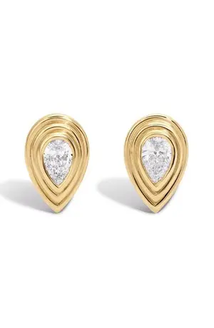 Adina Reyter Groovy Lab Grown Diamond Pear Stud Earrings - Yellow Gold