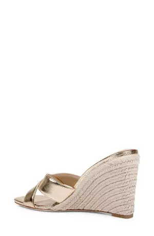 L'Agence Rosaline Espadrille Wedge Slide Sandal - Gold Crackle Leather