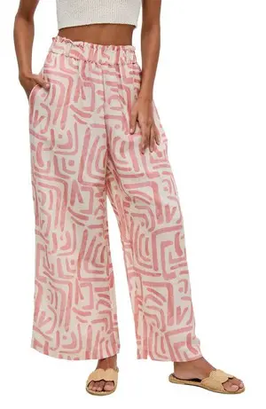 RAFFYA Printed Wide Leg Trousers