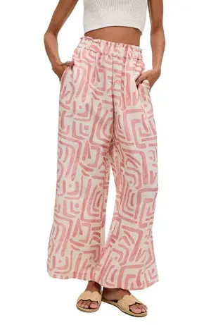 RAFFYA Printed Wide Leg Trousers