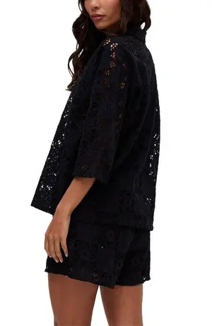 RAFFYA Shelli Broderie Anglaise Shirt - Black