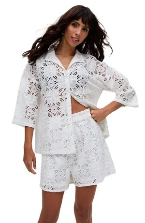 RAFFYA Shelli Broderie Anglaise Shirt - White