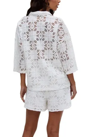 RAFFYA Shelli Broderie Anglaise Shirt - White