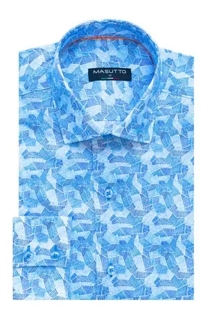 MASUTTO Phill Abstract Print Button-up Long Sleeve Shirt