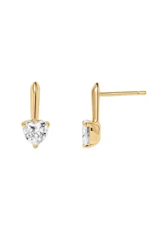 MADE BY MARY Cz Heart Drop Stud Earrings - Gold