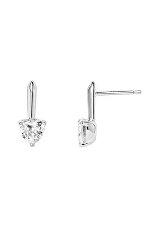 MADE BY MARY Cz Heart Drop Stud Earrings - Silver