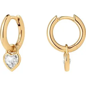 MADE BY MARY Cz Heart Huggie Hoop Earrings - Gold