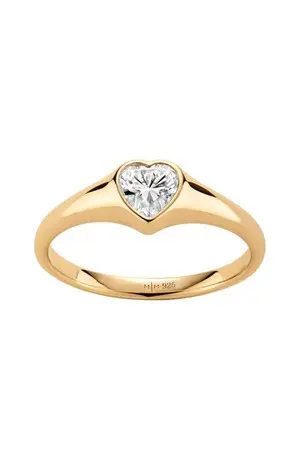 MADE BY MARY Cz Heart Signet Ring - Gold
