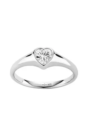 MADE BY MARY Cz Heart Signet Ring - Silver