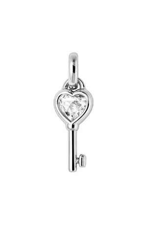 MADE BY MARY Cz Heart Key Charm - Silver
