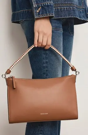 Veronica Beard Vida Leather Shoulder Bag - Hazelwood