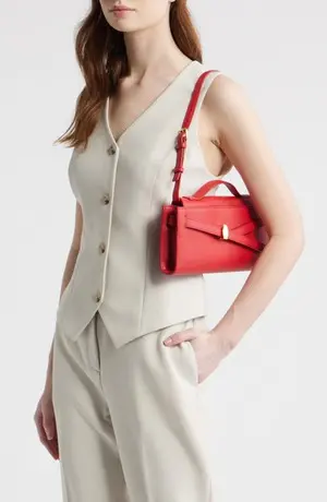 Veronica Beard Dash Leather Clutch - Red