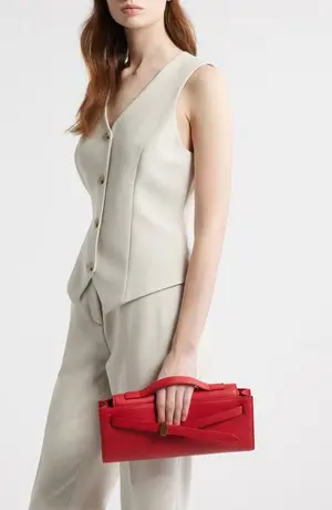 Veronica Beard Dash Leather Clutch - Red