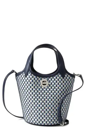 Veronica Beard Woven Bucket Crossbody Bag - Navy Multi