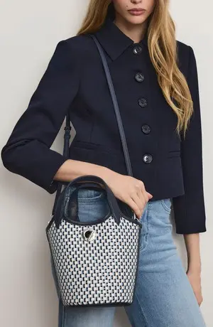 Veronica Beard Woven Bucket Crossbody Bag