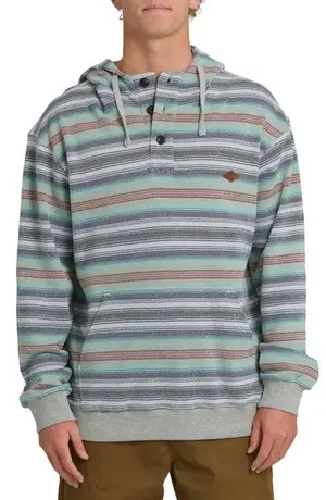 BILLABONG Striped Cotton Twill Hoodie - Heather Gray