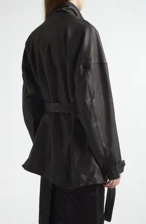 NACKIYE Oversized Belted Leather Coat