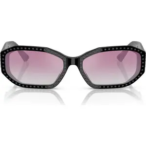 JIMMY CHOO 56mm Oval Sunglasses - Black/silver Night