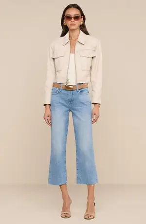L'Agence Micah Quilted Leather Crop Jacket - Biscuit