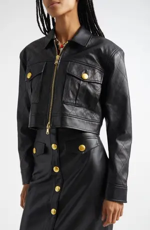 L'Agence Micah Quilted Leather Crop Jacket