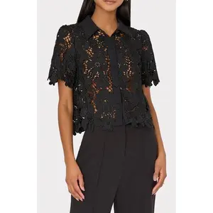 MILLY Addison Lace Crop Shirt