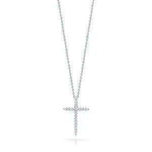 Roberto Coin 18k White Gold Tiny Treasures Diamond Cross Necklace - Wg
