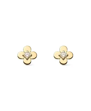 ANA LUISA Solid Yellow Gold Flower Stud Earrings Gold/diamond