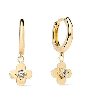 ANA LUISA Solid Gold Flower Drop Earrings - Gold/diamond