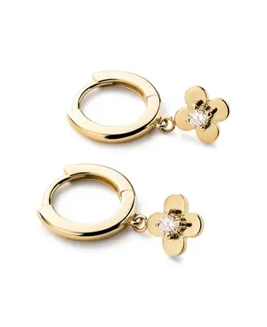 ANA LUISA Solid Gold Flower Drop Earrings - Gold/diamond