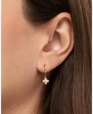 ANA LUISA Solid Gold Flower Drop Earrings - Gold/diamond