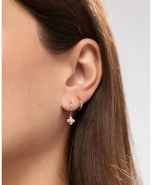 ANA LUISA Solid Gold Flower Drop Earrings - Gold/diamond
