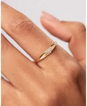 ANA LUISA Solid Yellow Gold Lab-grown Diamond Trillion Signet Ring - Gold/diamond