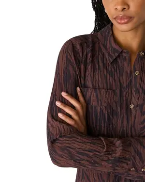 Whistles Zebra Print Collared Shirt Dress