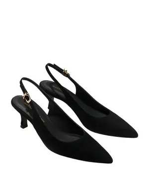 MARGAUX Lonnberg Colette Slingback Pumps - Black Suede