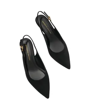 MARGAUX Lonnberg Colette Slingback Pumps - Black Suede